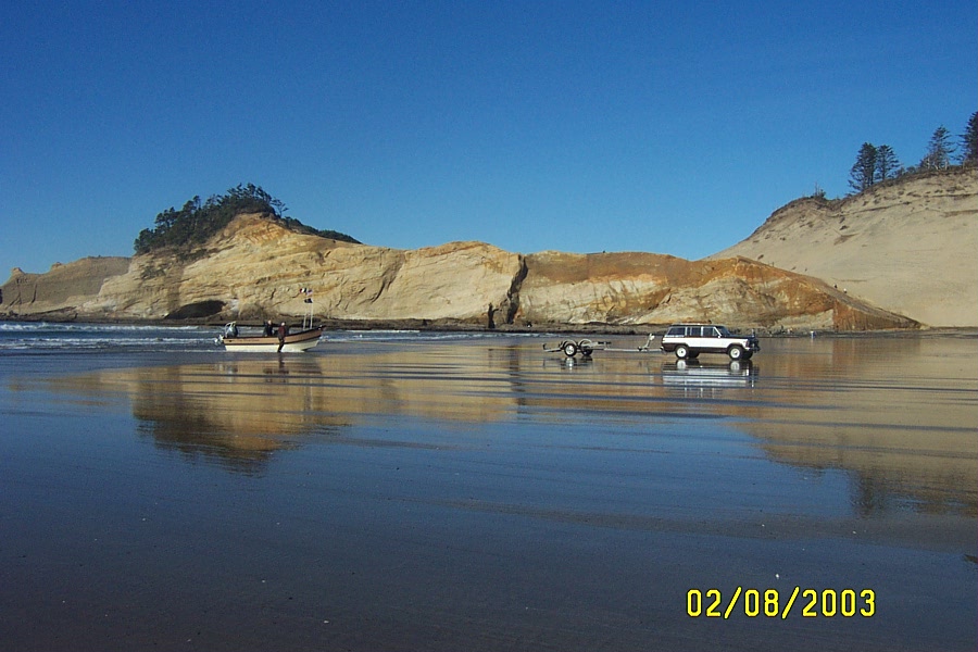 The dory fleet at Pacific City, Oregon is unique. The boats launch ...
